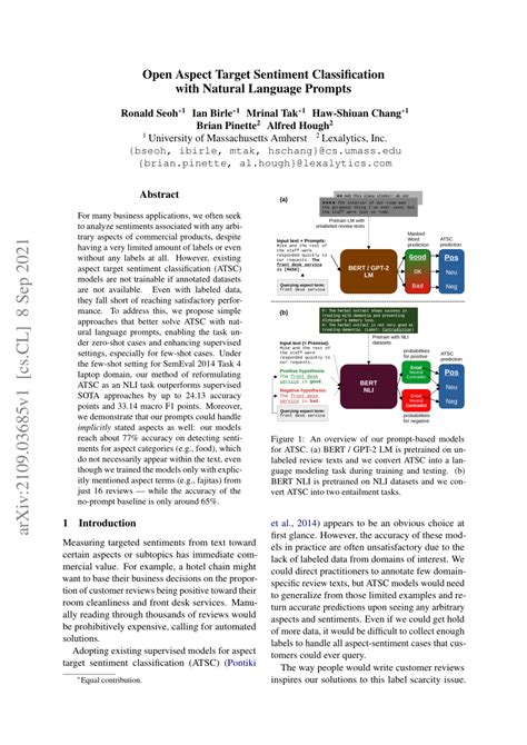 Pdf Open Aspect Target Sentiment Classification With Natural Language