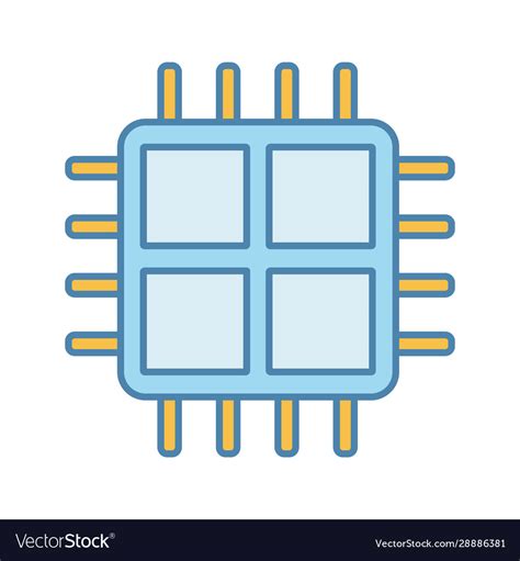 Quad Core Processor Color Icon Royalty Free Vector Image