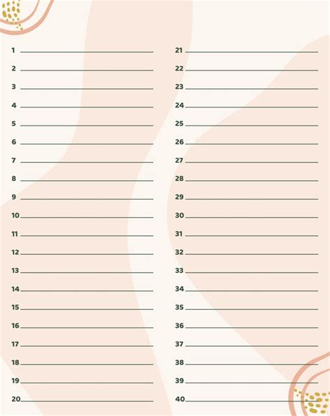List With Numbered Lines 5 Free Pdf Printables Printablee Spelling Test Template Writing
