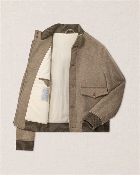 Mens Beige 100 Cashmere Bomber Jacket Made In Italy Velasca
