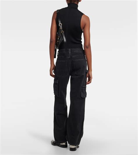 Nera Mid Rise Straight Cargo Jeans In Black Agolde Mytheresa