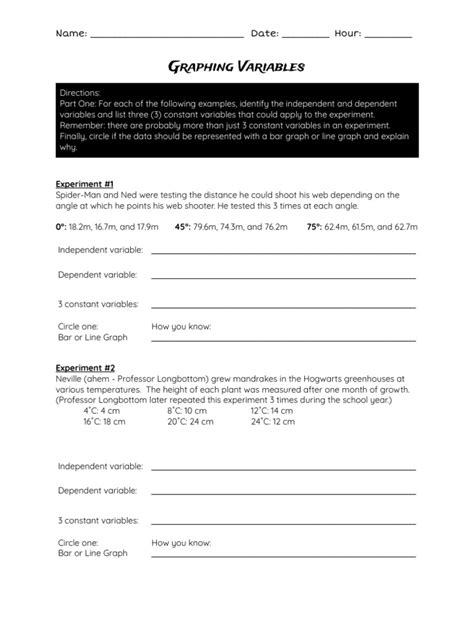 Graphing Variables Name Date Hour Pdf