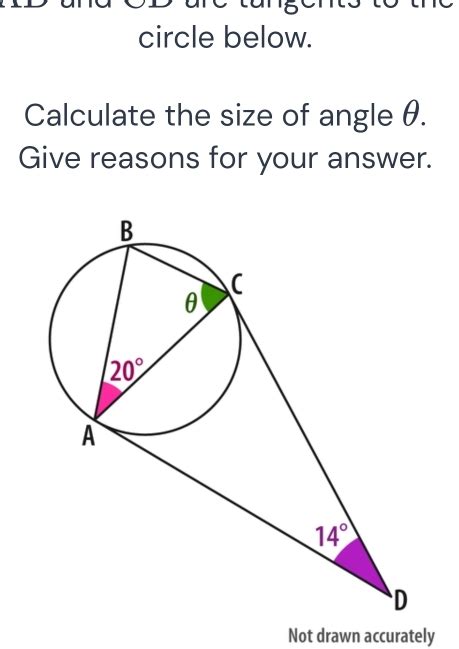 Solved Circle Below Calculate The Size Of Angle θ Give Reasons For Your Answer Not Drawn