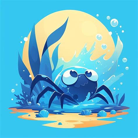 Premium Vector Sea Spider Crawling On The Sea Floor