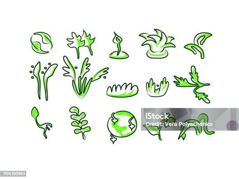 잎 식물 로고 자연 생태 녹색 잎과 웰빙 사람들 핸드 드로잉 뷰티 스파 벡터 디자인의 간단한 기호 아이콘 세트 건강관리와 의술에 대한 스톡 벡터 아트 및 기타 이미지