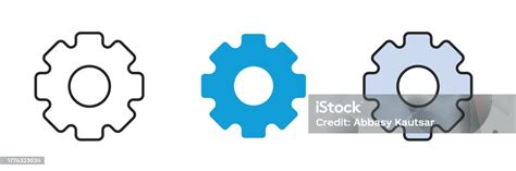 톱니바퀴 톱니바퀴 아이콘입니다 선 글리프 및 채워진 윤곽선 다채로운 버전 심볼 로고 일러스트 다른 스타일 아이콘이 설정되어 있습니다 픽셀 퍼펙트 벡터 그래픽 개념에 대한