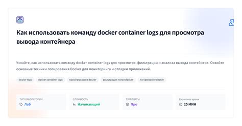 Как использовать команду Docker Container Logs для просмотра вывода
