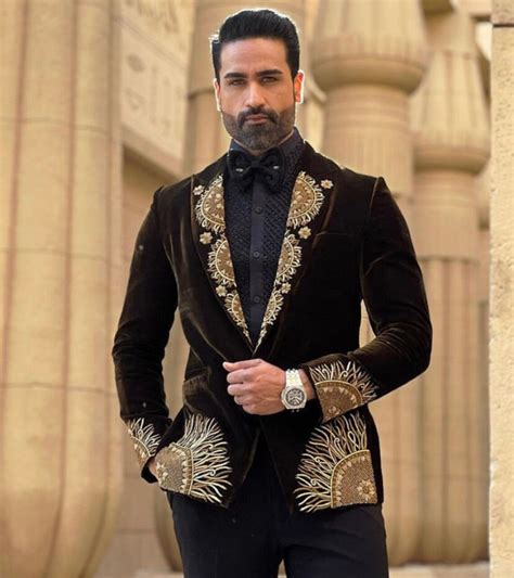 Black Embroidered Tuxedo Jacket Etsy