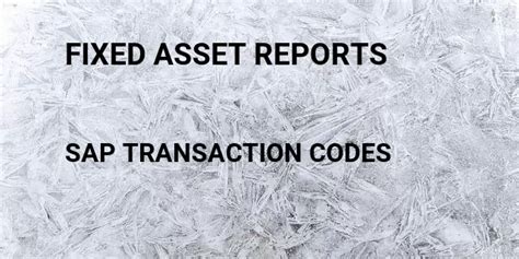 Fixed Asset Reports Tcode In Sap Transaction Codes List