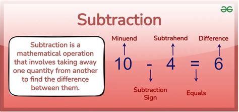 Subtraction Definition Formula Examples Geeksforgeeks