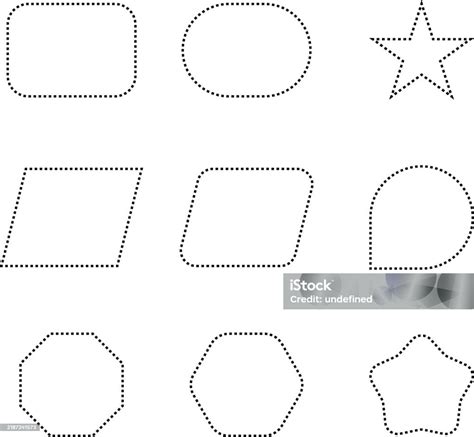 파선 기본 기하학적 모양 원 타원 사각형 삼각형 및 별의 점선 윤곽선 컷 프레임의 아이콘입니다 벡터 0명에 대한 스톡 벡터 아트 및 기타 이미지 Istock