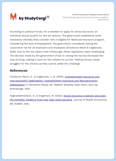 Social Insurance Program Importance Free Essay Example