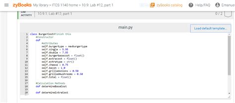 Solved Zybooks My Library Itcs 1 140 Home 109 Lab 12