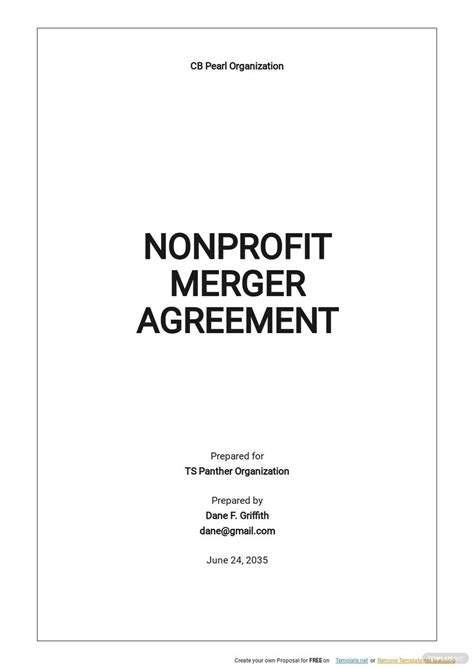 Nonprofit Merger Agreement Template Google Docs Word Apple Pages