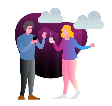 남자와 여자 채팅 프리미엄 벡터