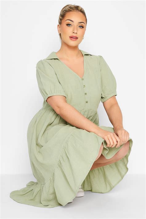 Limited Collection Plus Size Sage Green Smock Dress Yours Clothing