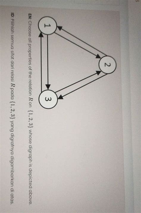 e n choose all properties of the relation r on 123 whose digraph is