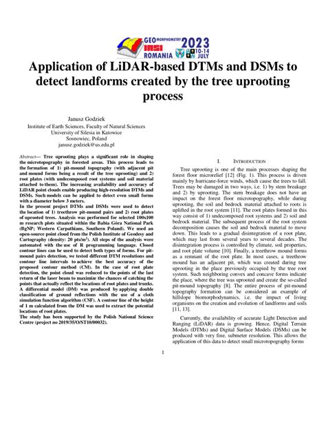 Pdf Application Of Lidar Based Dtms And Dsms To Detect Landforms Created By The Tree Uprooting
