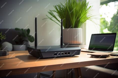 Premium Ai Image A Modern Wireless Router And Laptop Computers On Living Room At Home