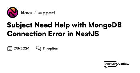Subject Need Help With Mongodb Connection Error In Nestjs Novu