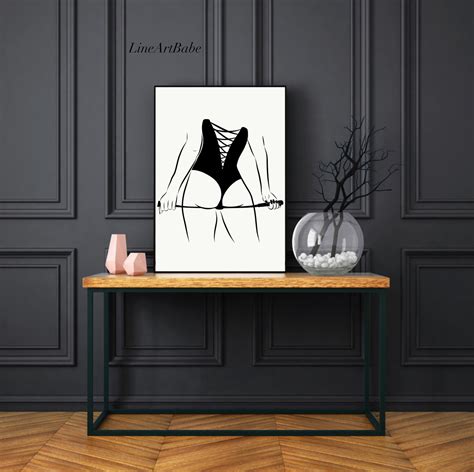 Bdsm Erotic Line Art Kinky Sensual Female Drawing Sexy Bedroom Wall Art Sexy Poster Digital