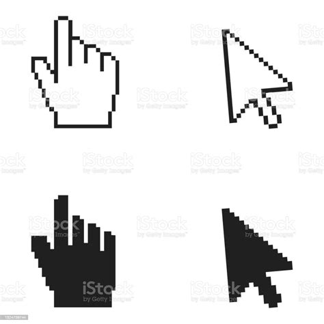 Pointer Click Icon Set Cursor Line Touch Sign Pointing Hand Click