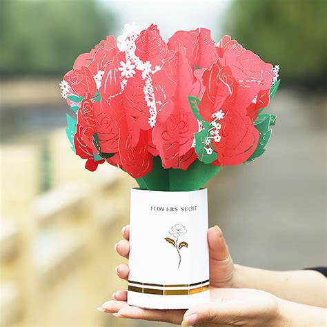 3d Rose Bouquet Paper Sculpture 3d Pop Up Invitati Grandado