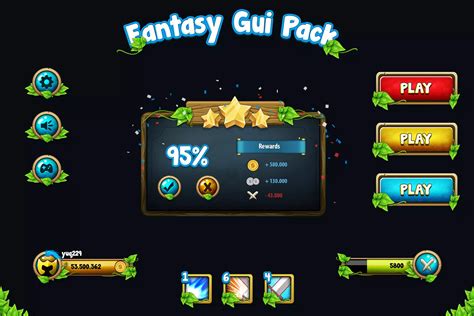 【unity 用户界面资源包】fantasy gui pack 功能丰富且美观的奇幻风格 ui 资源包，其统一的视觉设计、高质量的图形素材和