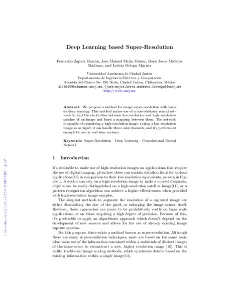 Pdf Deep Learning Based Super Resolution