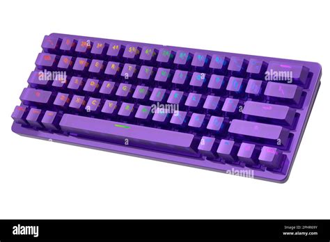 Realistic Computer Keyboard With Violet Chrome Texture Isolated On