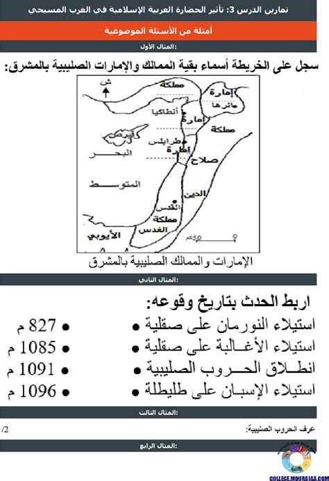 موقع مراجعة اعدادي فروض مراقبة مادة التاريخ سنة الثامنة أساسي