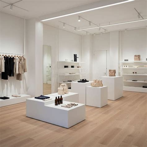 Minimalist Clothing Store With A Modern Design Displays Feature White