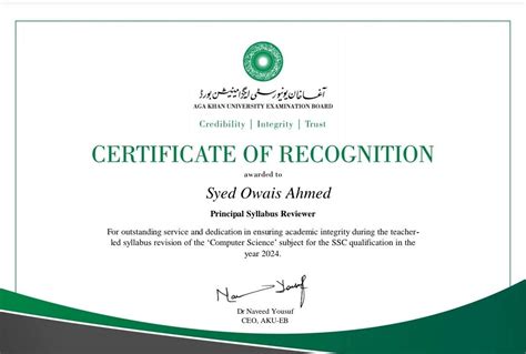 Syed Owais Ahmed On Linkedin Achievement Recognition Education Computerscience Syllabusreview