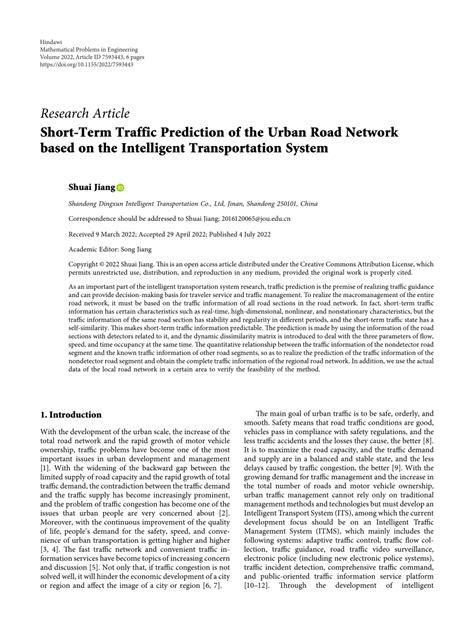 Pdf Short Term Traffic Prediction Of The Urban Road Network Based On The Intelligent