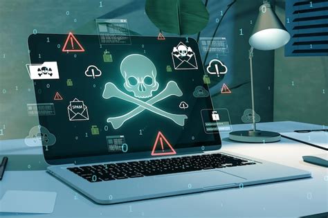 Premium Photo Computer Laptop Displaying Piracy And Cyber Threat Warnings Symbolizing Security
