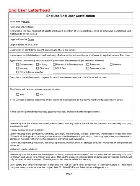 Fillable Online End Useend User Certificate Fax Email Print Pdffiller