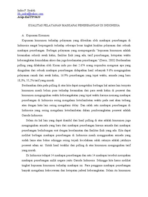 Kualitas Layanan Maskapai Di Indonesia Pdf Bisnis