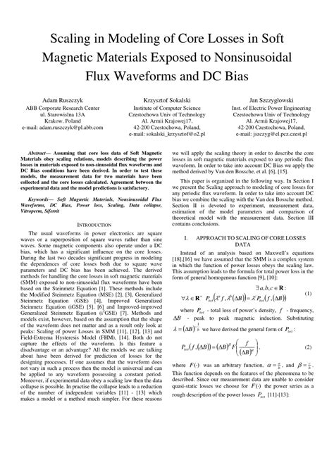 Pdf Unified Model Of Temperature Dependence Of Core Losses In Soft Magnetic Materials Exposed