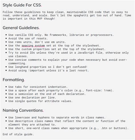 template css style guide satch