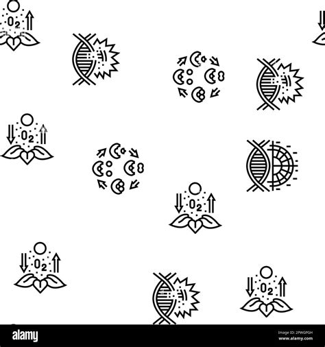 Biotechnology Chemistry Science Vector Seamless Pattern Thin Line Illustration Stock Vector