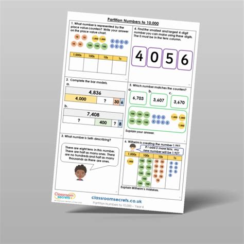 year 4 partition numbers to 10 000 modelling ppt resource classroom