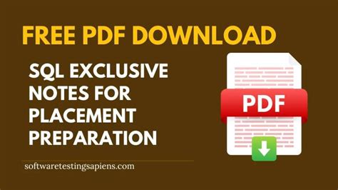 sql exclusive notes for placement preparation pdf download software testing sapiens
