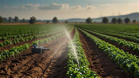 Automated Irrigation Systems In A Sprawling Smart Farm Premium Ai Generated Image