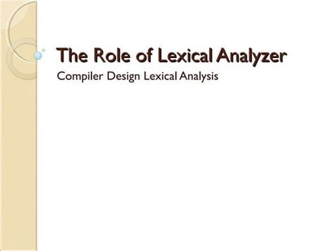 token pattern and lexeme pdf
