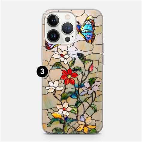 Stained Glass Phone Case Flower Print Cover Fit For Iphone 17 16 15 14