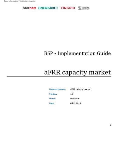 Implementation Guide Afrr Capacity Market Bsp Pdf Auction