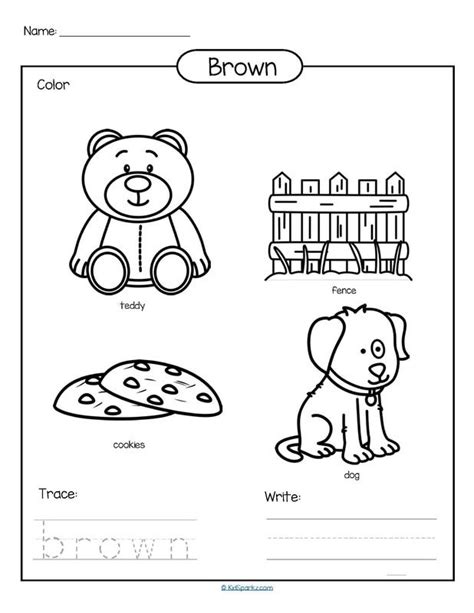 Brown Color Worksheets Preschool Worksheet Coloring Colors Preschoolers