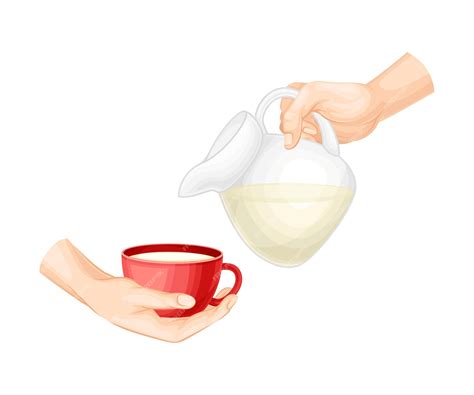 Premium Vector Human Hands Holding Jug With Milk And Pouring It In