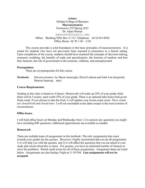 Macro Syllabus Fall 2021 Syllabus Orfalea College Of Business