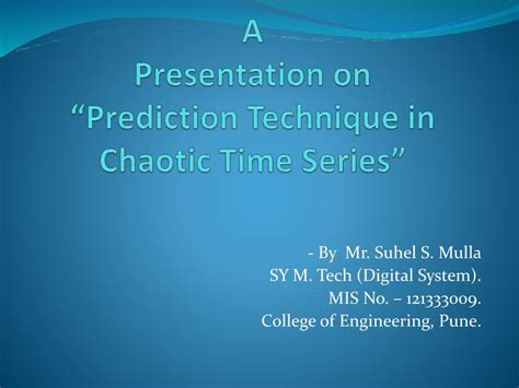 Pdf A Prediction Technique For Chaotic Time Series Dokumentips
